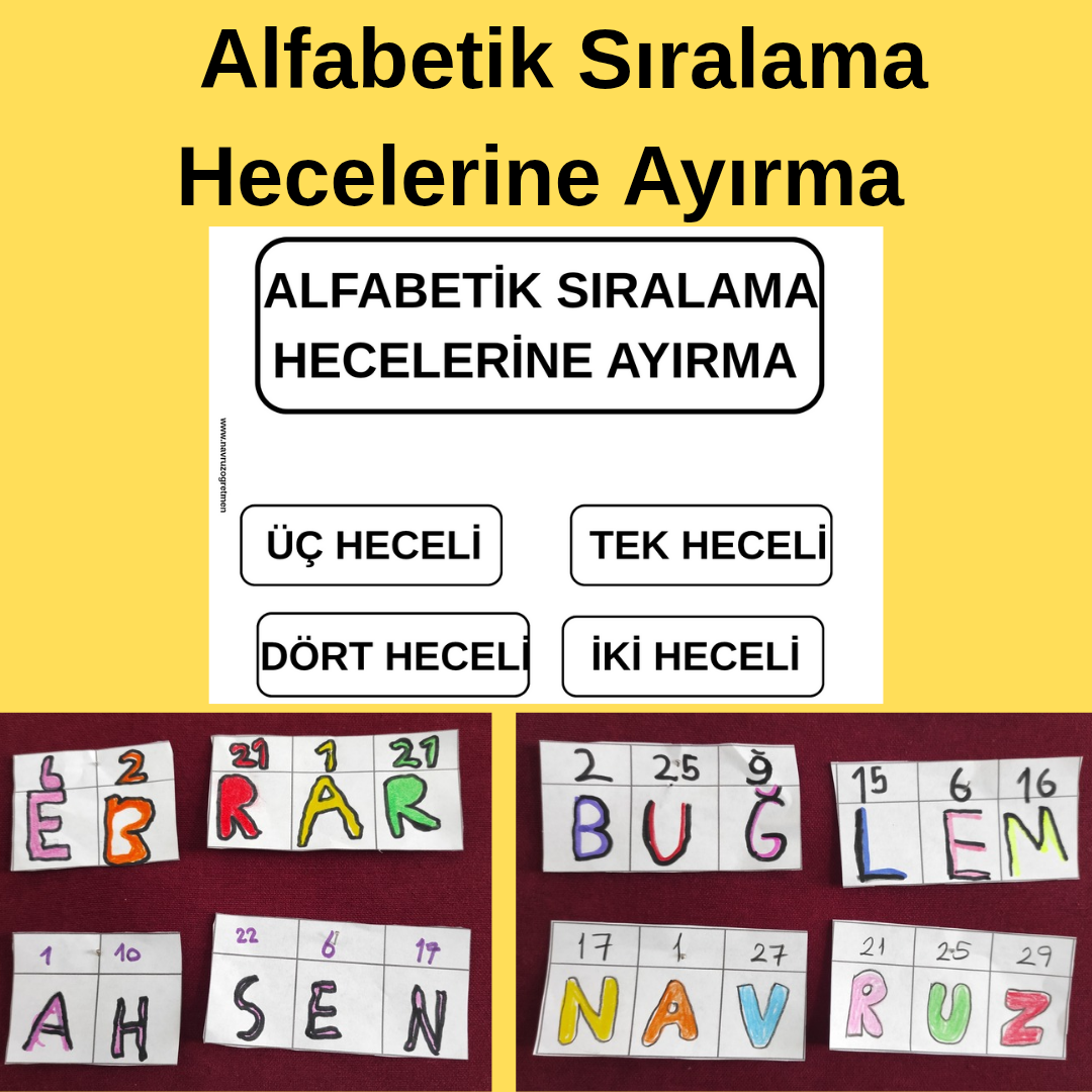 ALFABETİK SIRALAMA-HECELERİNE AYIRMA - Navruz Öğretmen | Navruz Öğretmen