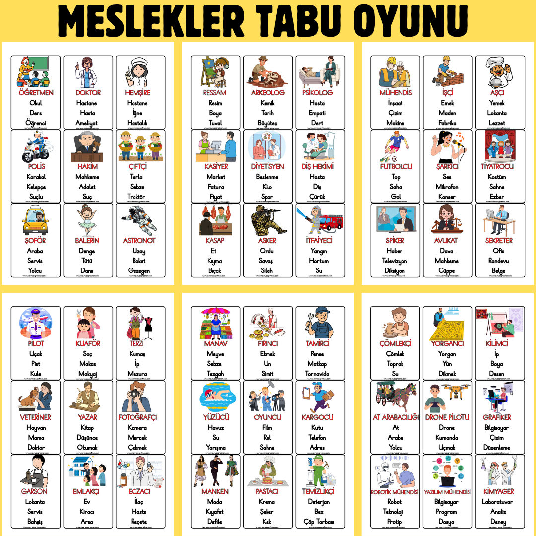 Meslekler Tabu Oyunu - Navruz Öğretmen | Navruz Öğretmen